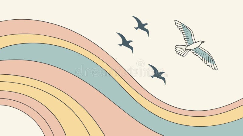 Abstract Waves Flying Birds, Vector Design Generative AI Stock Vector ...