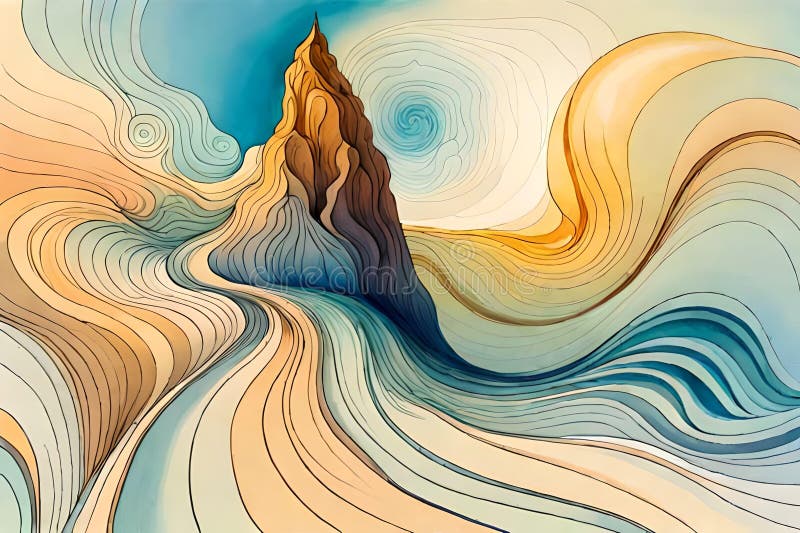 Abstract Waves Forming a Tall Cliff Form. Ai Generated Stock ...
