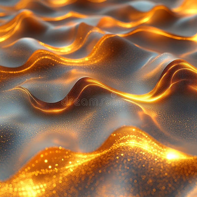 Abstract Waves of Golden Light Undulating on Soft Textured Surface ...