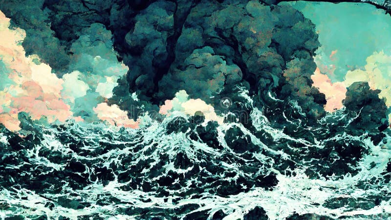 Abstract Waves Illustration Becoming Dark Clouds in the Sky, Ai ...