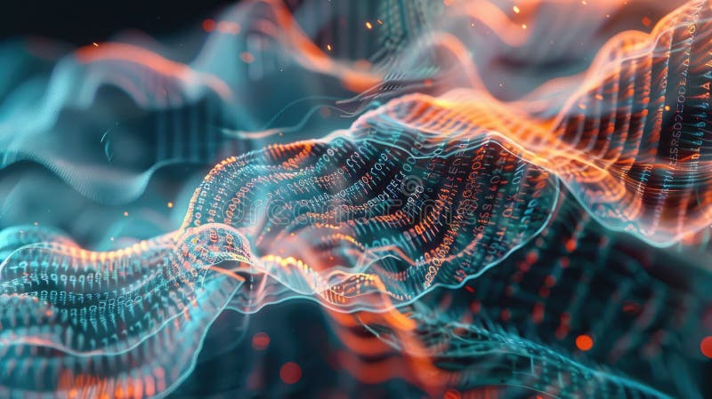 Digital Artwork or Abstract Design of Energy Wave Made from Dots, Lines ...