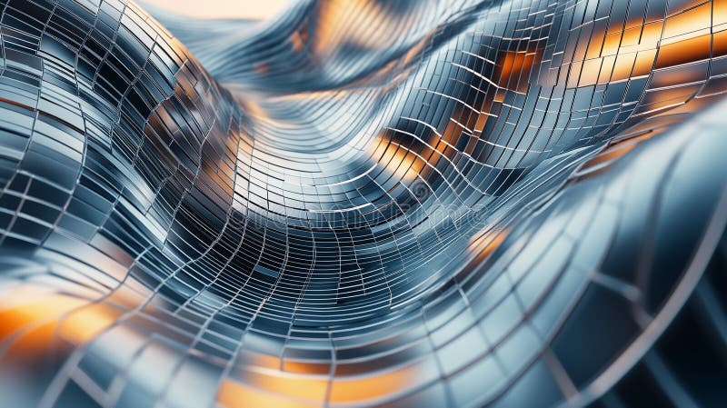 Abstract Waves of Metallic and Glass-like Textures Intertwined with ...