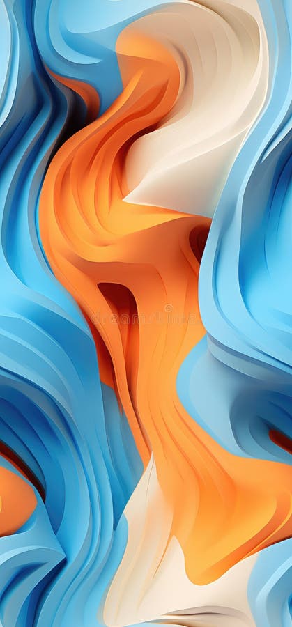 Abstract Waves of Orange, Yellow, and Blue Waves Bold Graphic ...