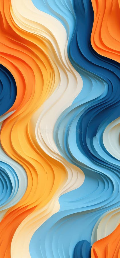 Abstract Waves of Orange, Yellow, and Blue Waves Bold Graphic ...