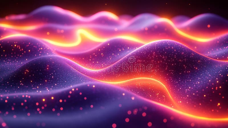 Abstract Waves of Particle Flow with Light Effects. Generative AI Stock ...