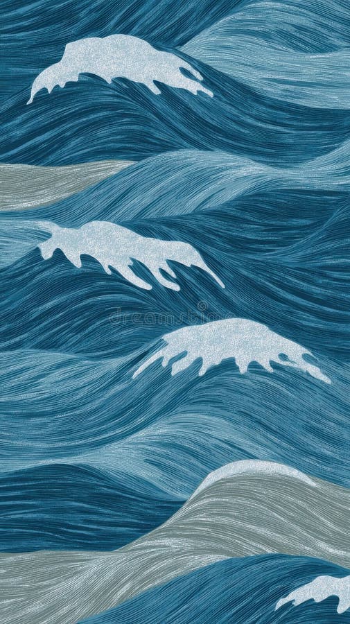 Abstract Waves Pattern of Ocean Water in Blue and Gray Color Scheme ...