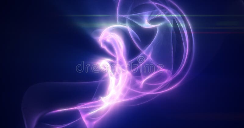 Abstract Waves of Purple Energy Magic Smoke and Glowing Lines on a ...