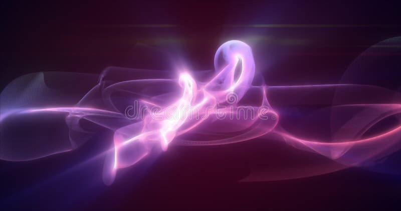 Abstract Waves of Purple Energy Magic Smoke and Glowing Lines on a ...