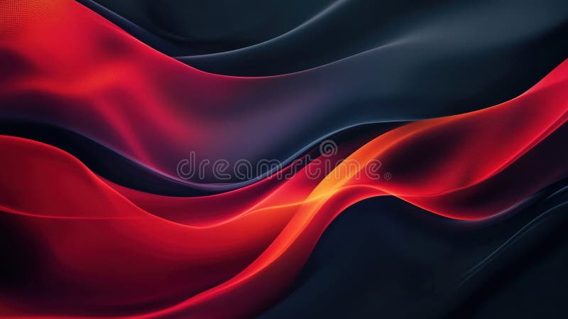 Abstract Waves Red Black Background, Smooth Flowing Fabric Texture ...