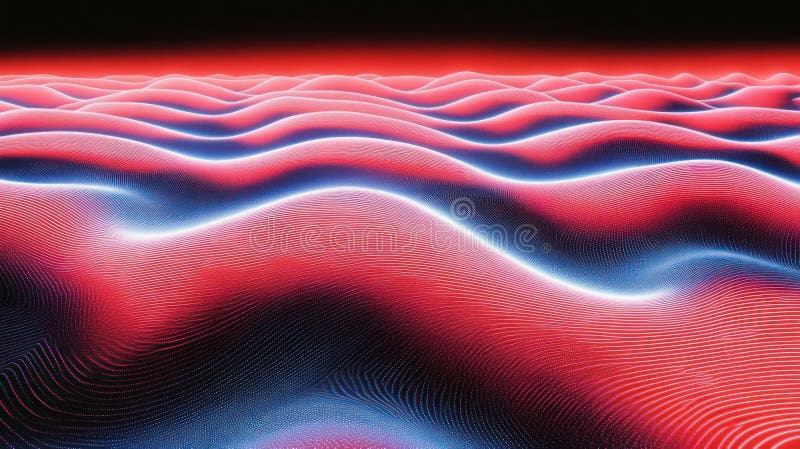 Abstract Waves in Red and Blue, Creating a Surreal Landscape Effect ...