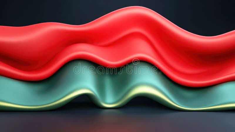 Abstract Waves of Red, Green, and Yellow Create a Dynamic, Flowing ...