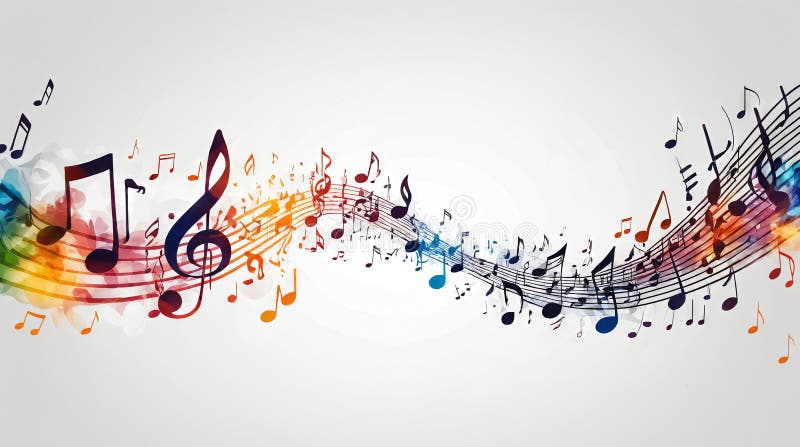 Vibrant Harmonic Waves with Abstract Music Notes Stock Illustration ...
