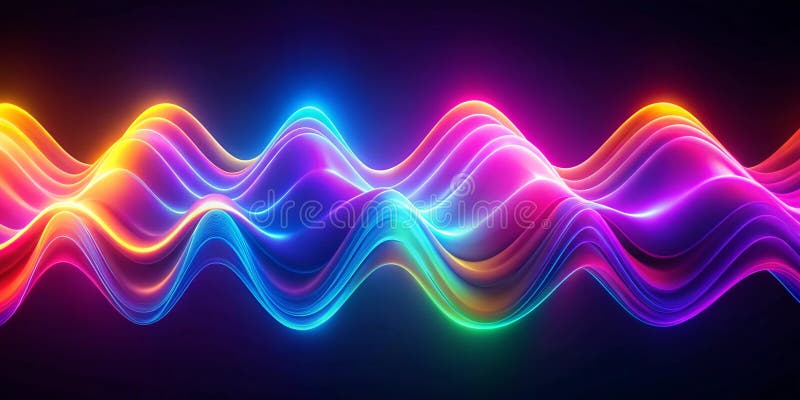 Abstract Waves Shape Glowing in Ultraviolet Spectrum Stock Illustration ...