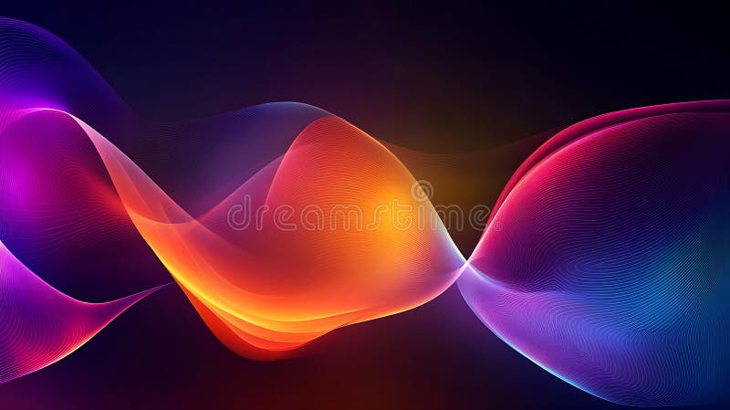 Abstract Waves Shape Glowing in Ultraviolet Spectrum. Background for ...