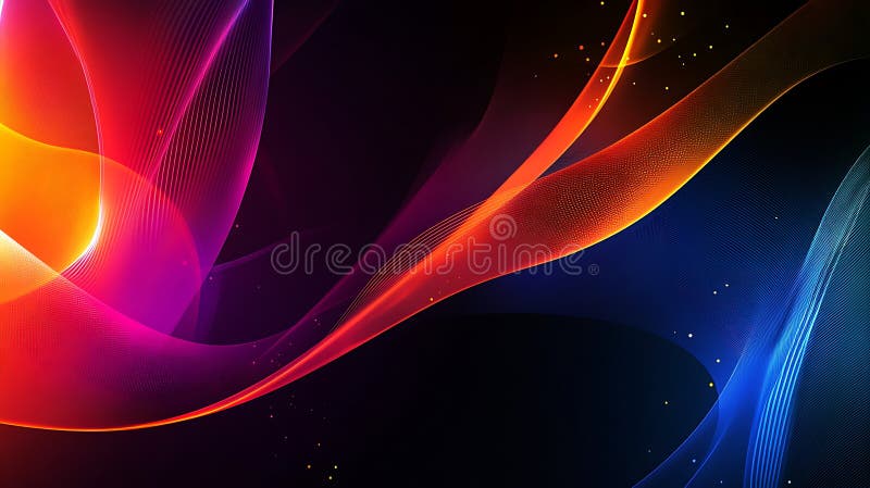 Abstract Waves Shape Glowing in Ultraviolet Spectrum. Background for ...