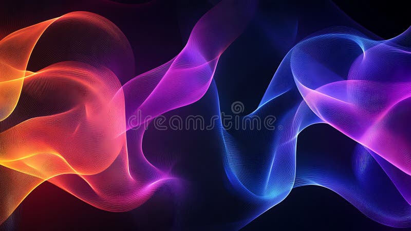Abstract Waves Shape Glowing in Ultraviolet Spectrum. Background for ...