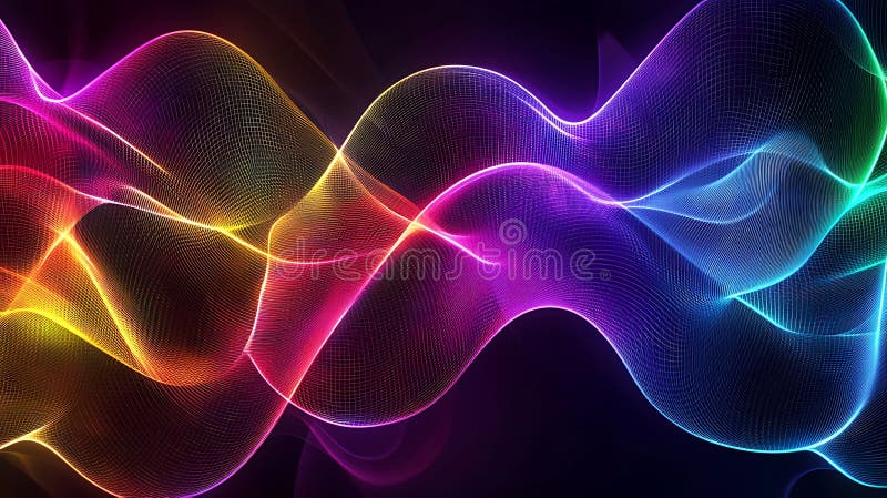 Abstract Waves Shape Glowing in Ultraviolet Spectrum. Background for ...