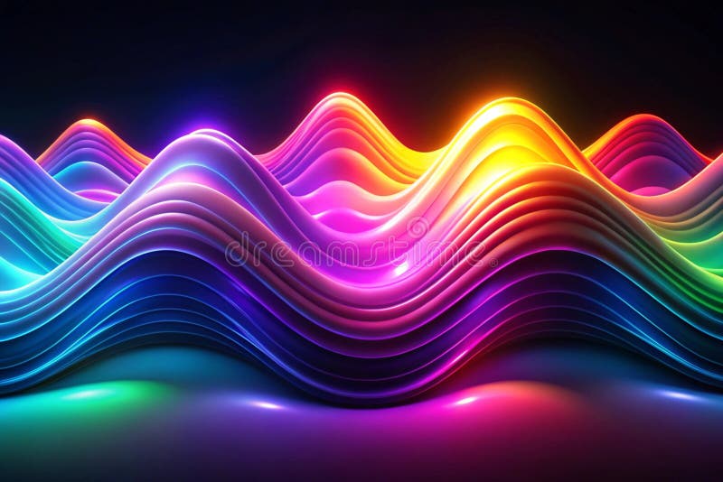 Abstract Waves Shape Glowing in Ultraviolet Spectrum Stock Illustration ...