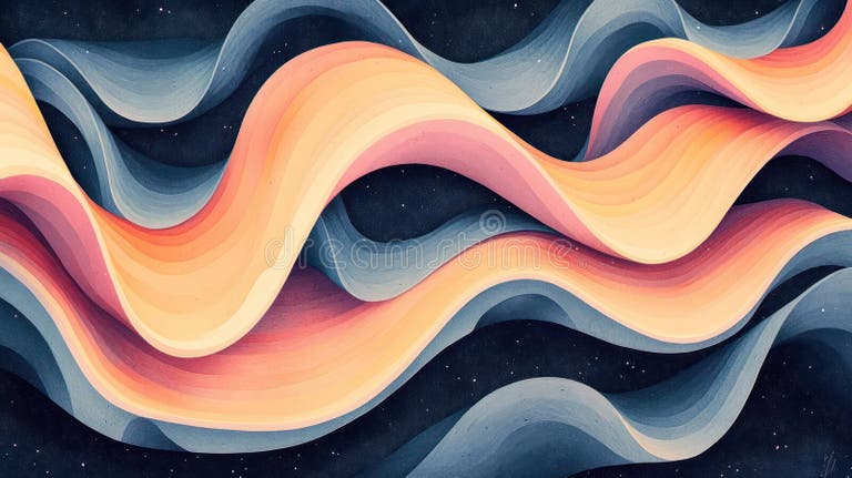 Abstract Waves in Soft Colors Create a Fluid, Dreamy Landscape Stock ...