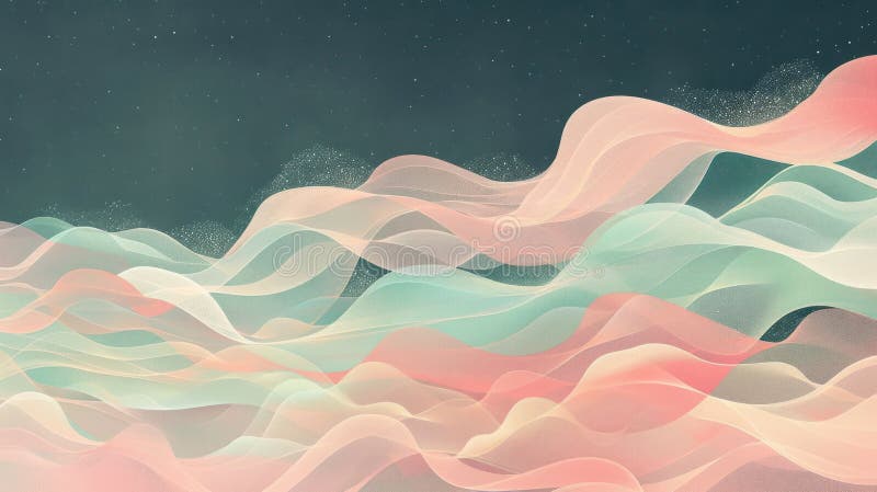 Abstract Waves of Soft Colors Flowing in a Serene, Dreamy Landscape ...