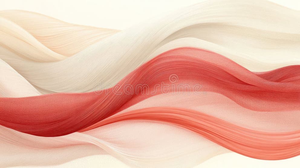 Abstract Waves of Soft Colors in Red, White, and Peach Create a Serene ...