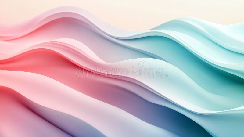 Abstract Waves in Soft Pastel Colors, Gentle Movement. Modern Art and ...