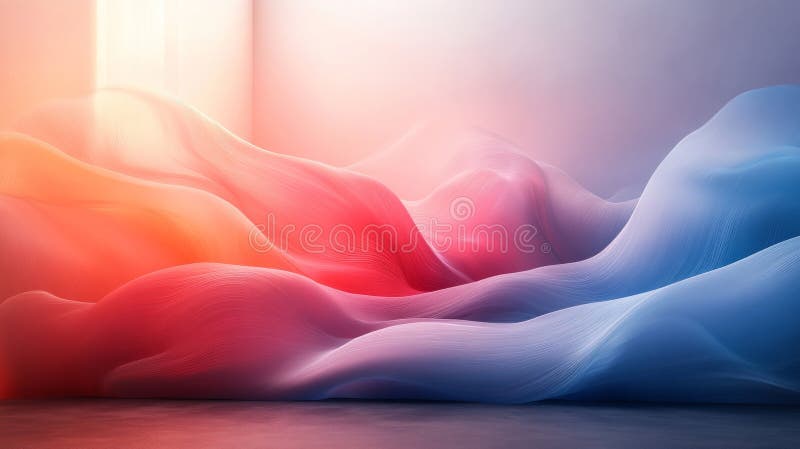 Abstract Waves in Soft Pastel Colors, Gradient Art. Modern Art and ...