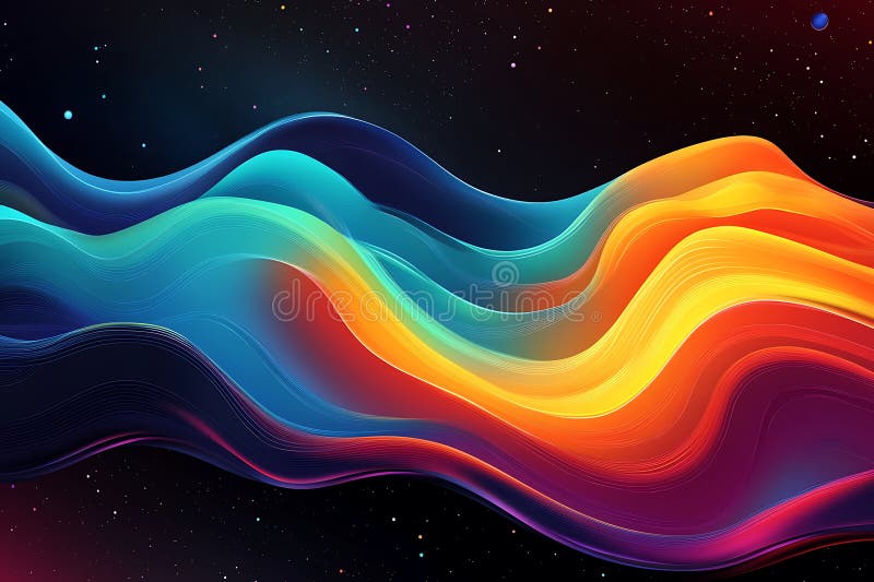 Abstract Waves in Space stock illustration. Illustration of vivid ...