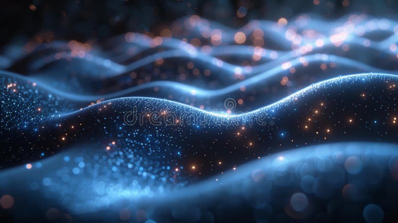 Abstract Waves with Sparkling Lights and Bokeh - Generative Ai Stock Illustration - Illustration ...