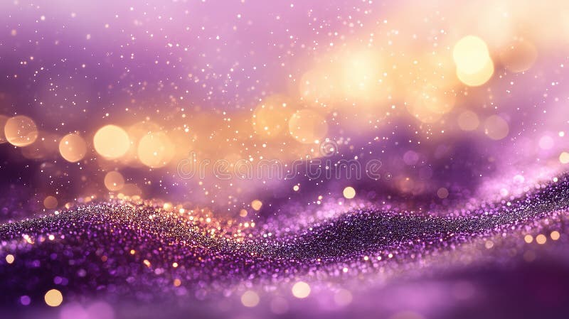 Abstract Waves of Sparkling Purple and Gold Particles, Creating a ...