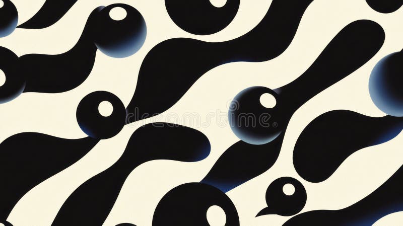 Abstract Waves and Sphere Pattern with Dramatic Contrast for Modern ...