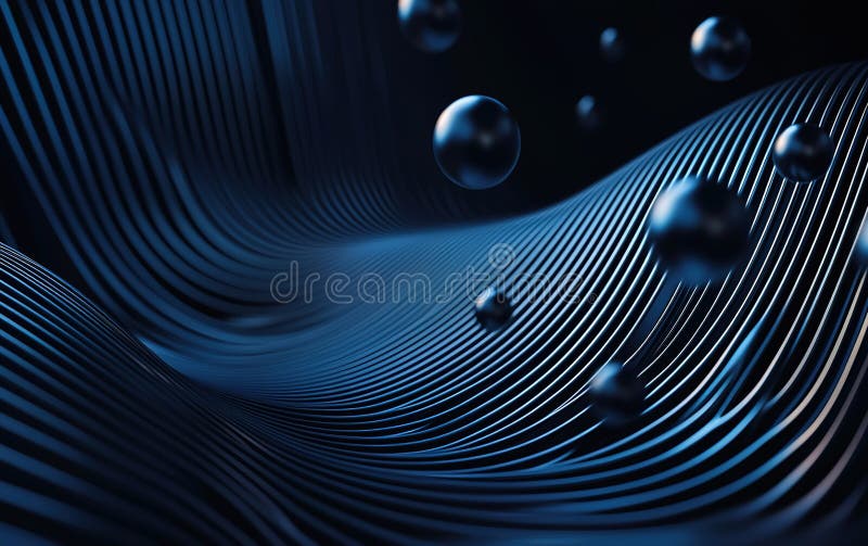 Abstract Waves with Spheres in Blue Tones Create a Mesmerizing Visual ...