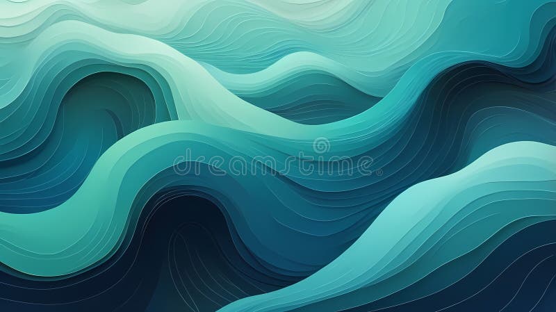 Abstract Waves in Teal and Blue Colors Modern Artistic Design ...
