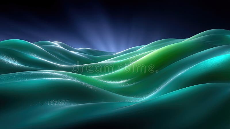 Turquoise and Green Abstract Waves with Light Rays Create a Dreamy ...