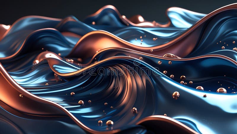 Vibrant Abstract Waves with Copper and Blue Patterns Create a ...