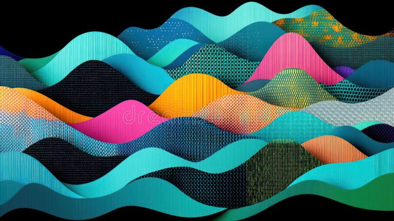Abstract Waves in Vibrant Colors Create a Dynamic Visual Rhythm Stock ...