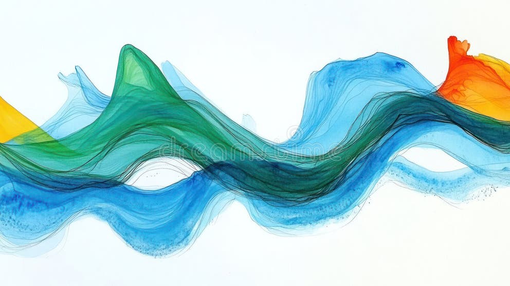 Abstract Waves in Vibrant Colors Representing Fluidity and Movement ...