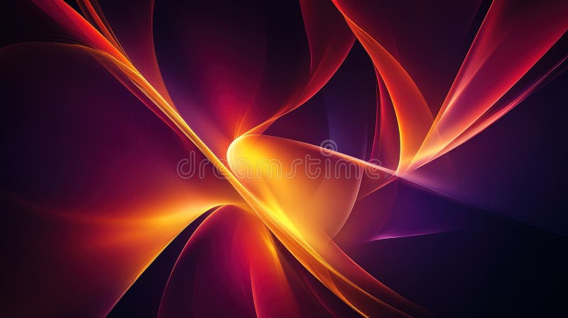 Abstract Waves of Yellow and Green Flow Over a Dark Background ...