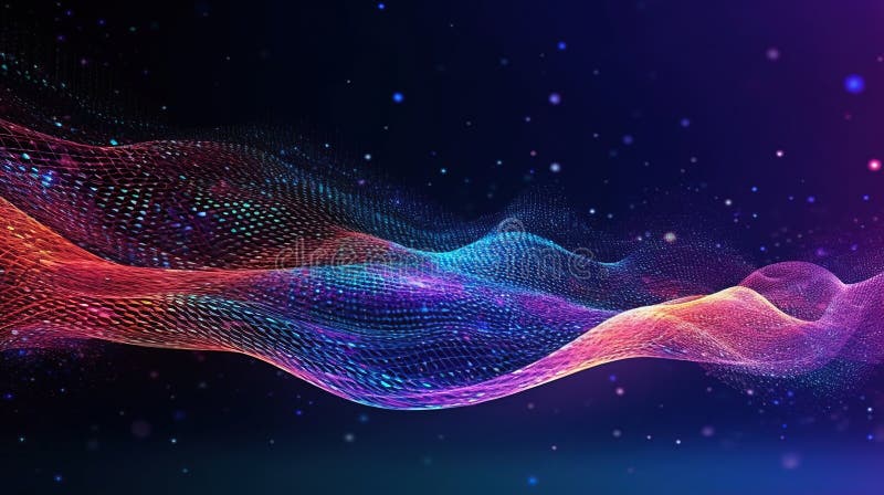 Abstract Waving Particle Technology Background Design. Generative AI ...