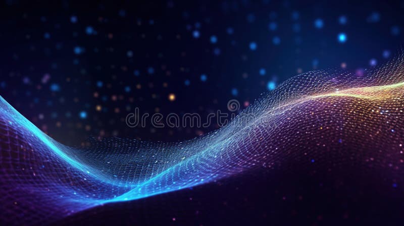 Abstract Waving Particle Technology Background Design. Generative AI ...