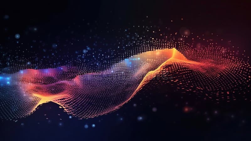 Abstract Waving Particle Technology Background Design. Generative AI ...