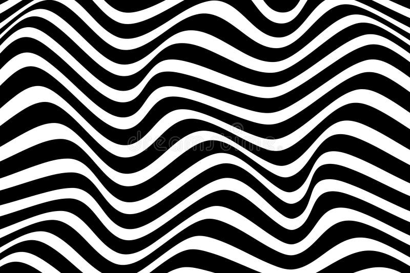 Abstract Wavy Background. Black and White Distorted Wave Pattern with ...