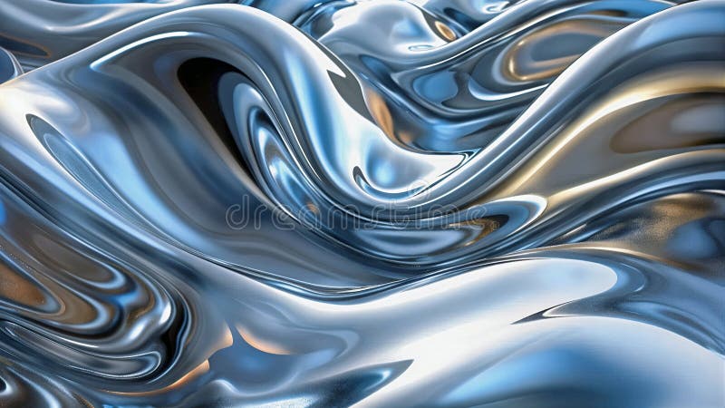 Abstract Wavy Background, Chrome Metal Texture with Waves. Generative ...