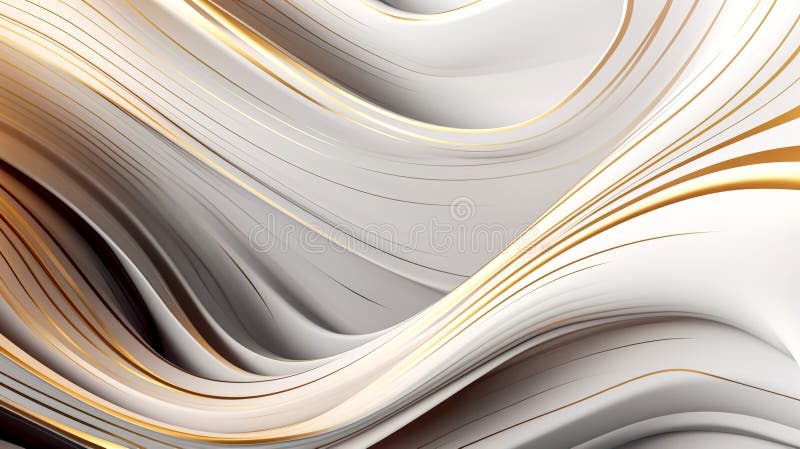 Abstract Wavy Background with Golden Lines, Generative AI. Stock ...