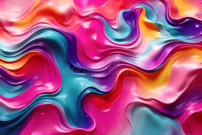 Abstract Wavy Background. Liquid Vibrant Colour Flow Stock Illustration ...