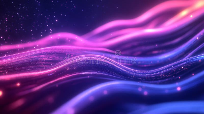 Abstract Wavy Background with Pink and Blue Glow and Glitter Stock ...