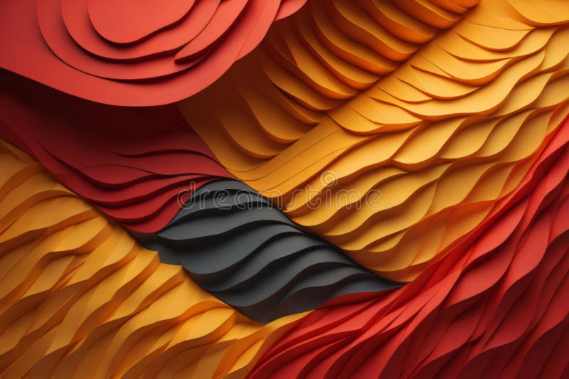 Abstract Wavy Background, Red and Yellow Waves. Generative Ai Stock ...