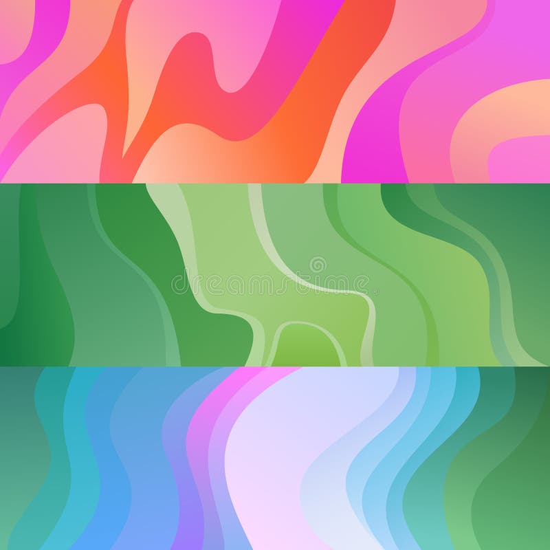 Abstract Wavy Background Set with Colorful Liquid Pattern Stock Vector ...