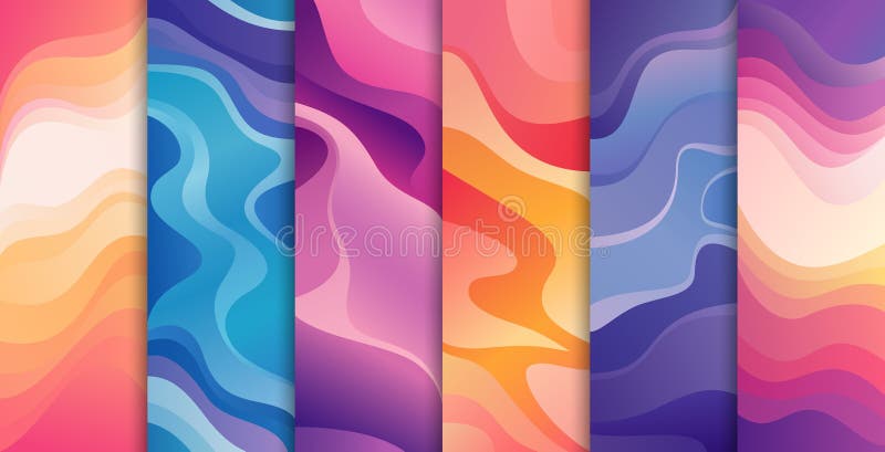 Abstract Wavy Background Set with Colorful Liquid Pattern Stock Vector ...