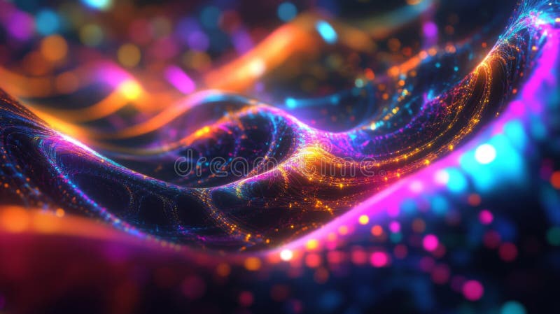 Abstract Wavy Background with Vibrant Colors and Bokeh Lights Stock ...